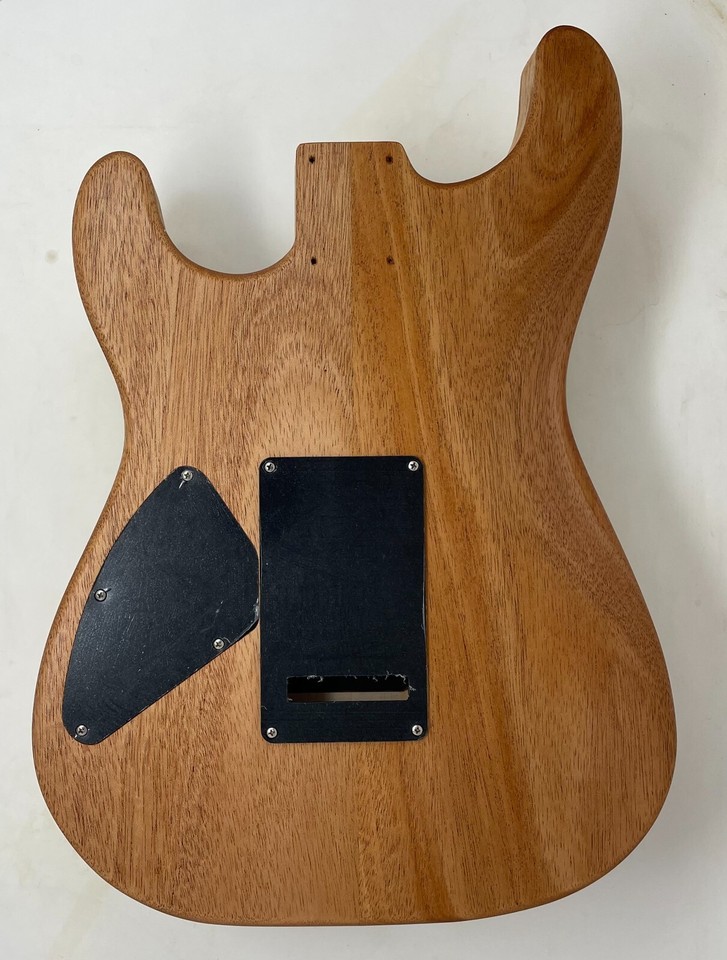 Strat Khaya guitar body w/ flame maple drop top, HH pickups, Free ...
