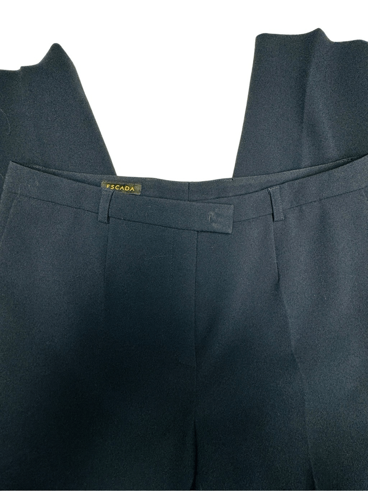 Escada Deep Navy Blue High Waist Straight Leg Boyfriend Formal Dress ...