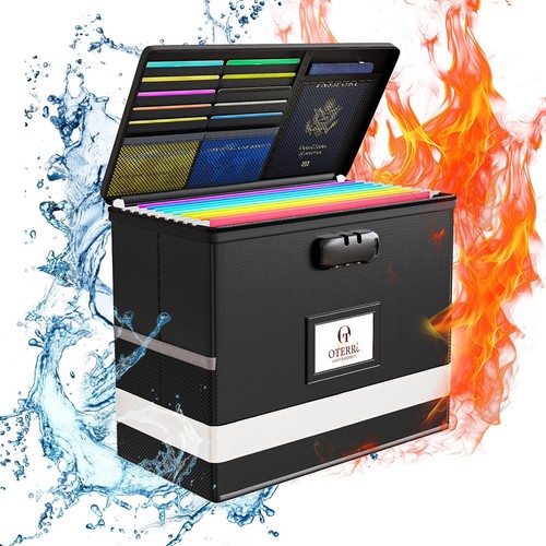 Fireproof Document Box with Lock Portable Waterproof File Safe ...