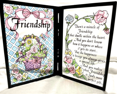 Bifold Painted Glass FREINDSHIP Plaque | eBay