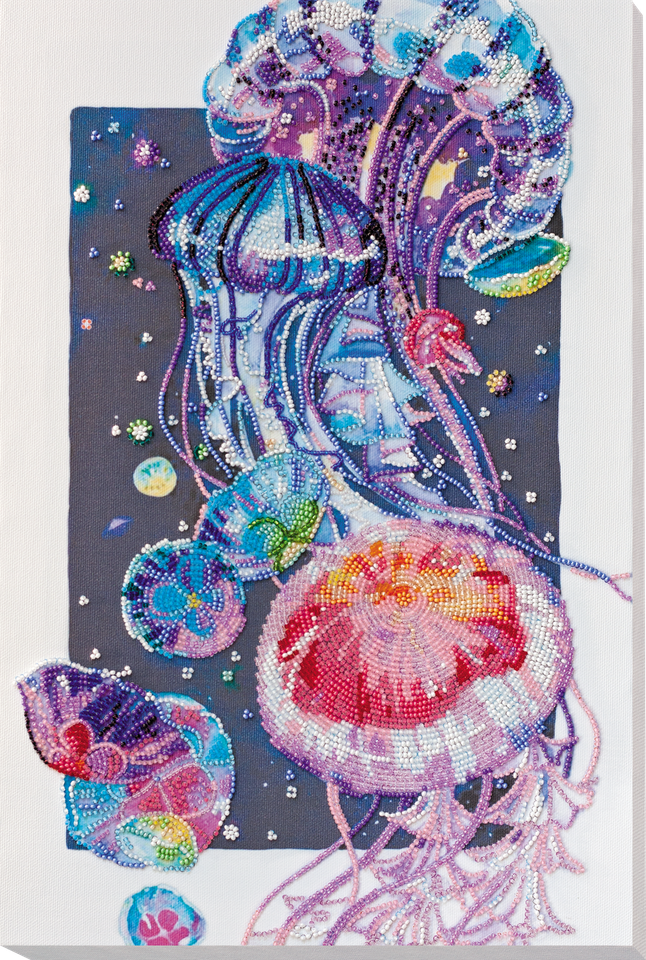 Jellyfish Night dance Bead Embroidery Kit – DIY Beaded Home Decor Wall ...