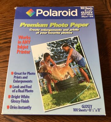 Polaroid Premium Photo Paper 8.5"x11" 100 Glossy Sheets Inkjet Rare ...