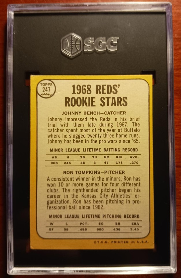 1968 Topps #247 Johnny Bench Rookie Card RC SGC 4 | eBay