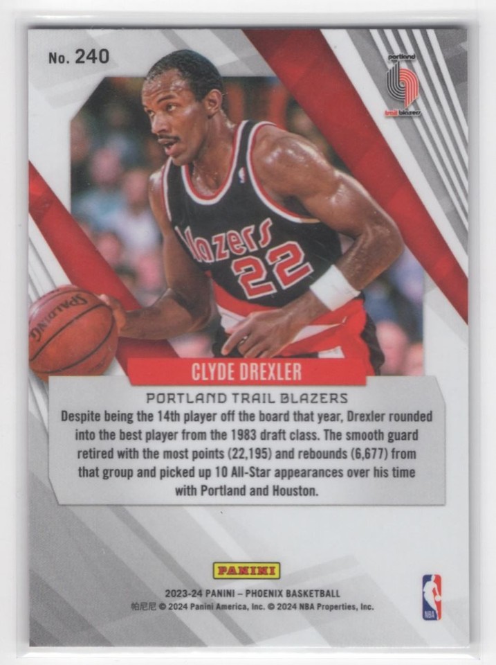 #240 Clyde Drexler 2023-24 Phoenix Red Ice Portland Trail Blazers | eBay