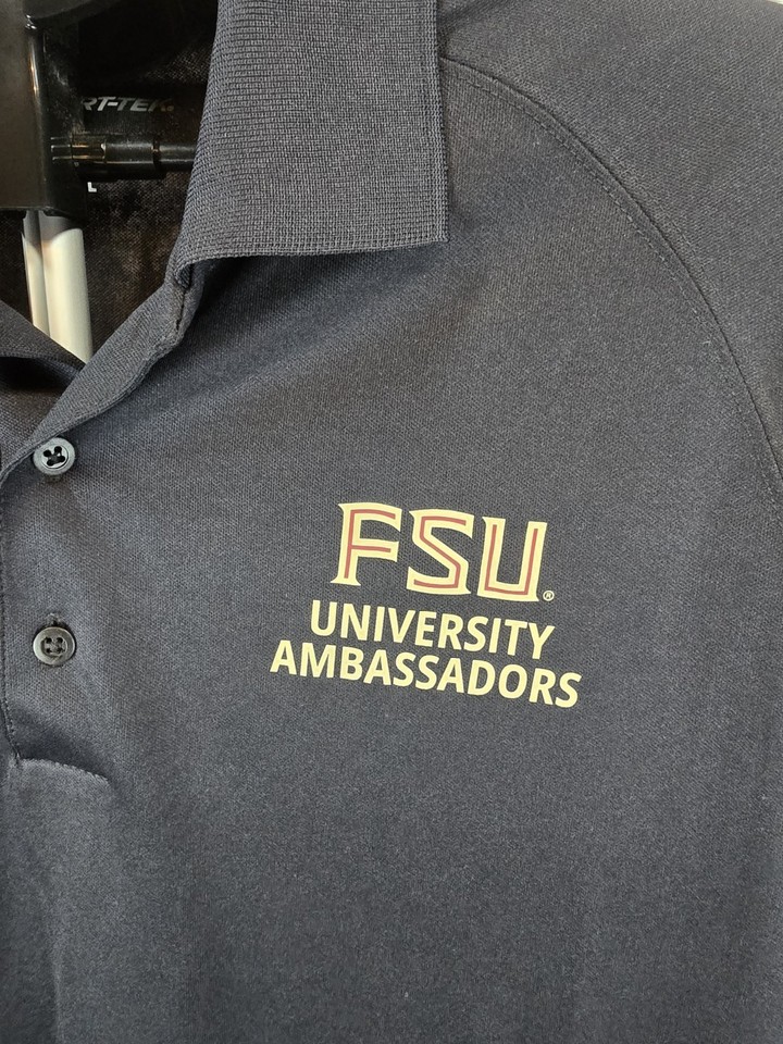 black polo shirt gold FSU University Ambassadors logo, Large, Sport Tek ...