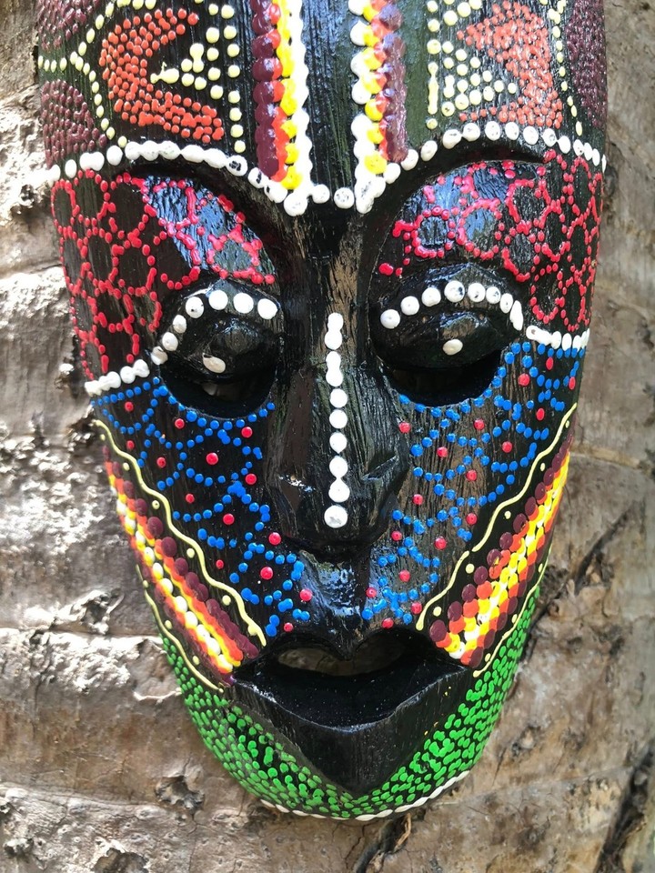 Mask Decor Owl Patio Carving Wooden Bird Hanging Wall African Tiki ...