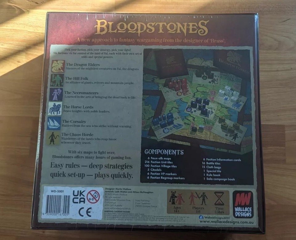 BLOODSTONES Board Game SEALED Kickstarter Gamefound Version | Martin ...