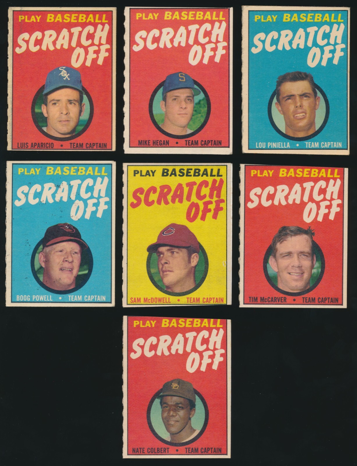 1970 Topps Baseball SCRATCH-OFF Insert -Lot of (7) Different w/ HOF ...