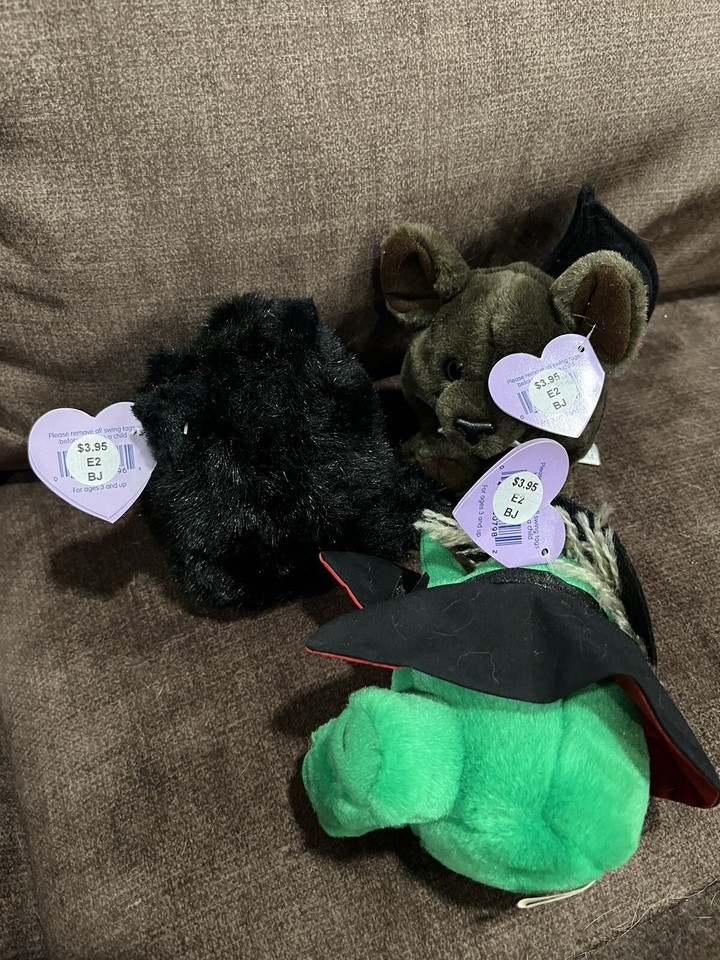 Vintage Puffkins Plush Lot w/ Tags Halloween Witch Hazel Ding Bat ...
