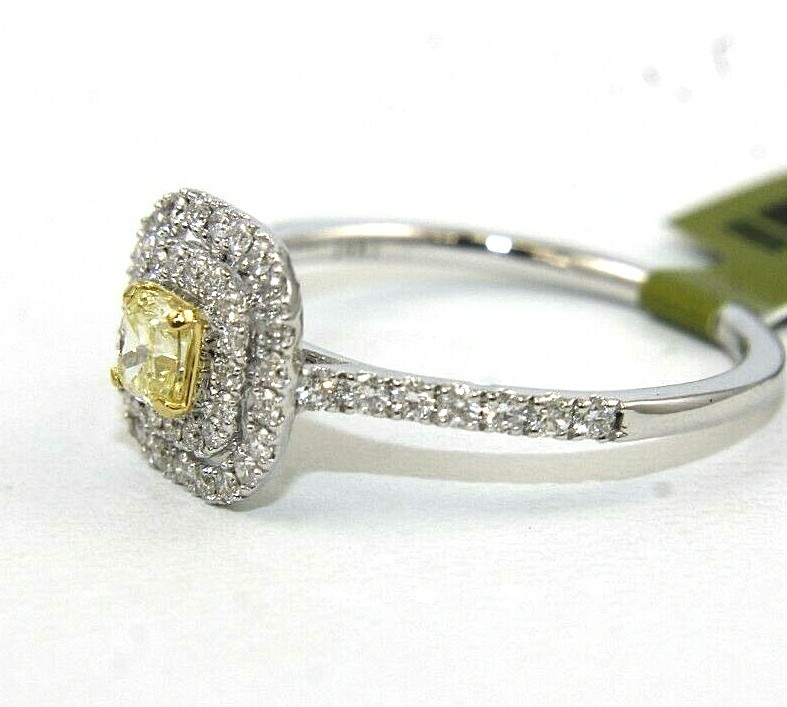 Natural Yellow Princess Cut Diamond Solitaire Square Ring 14k White ...