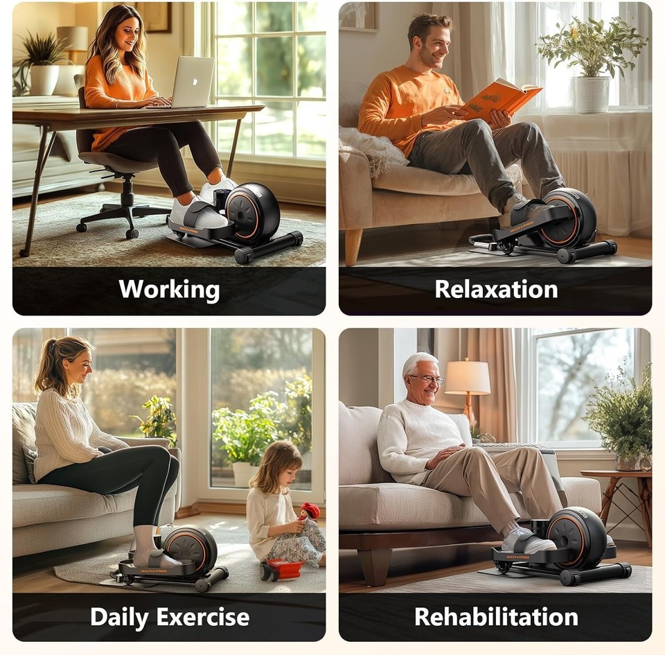 Under Desk Elliptical Leg Exerciser with Non-Slip Foot Straps YOSUDA ...