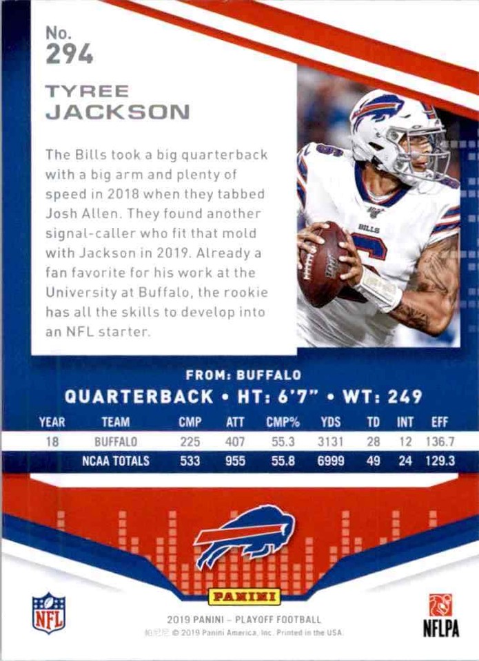 2019 Panini Playoff #294 Tyree Jackson Buffalo Bills Football Card | eBay