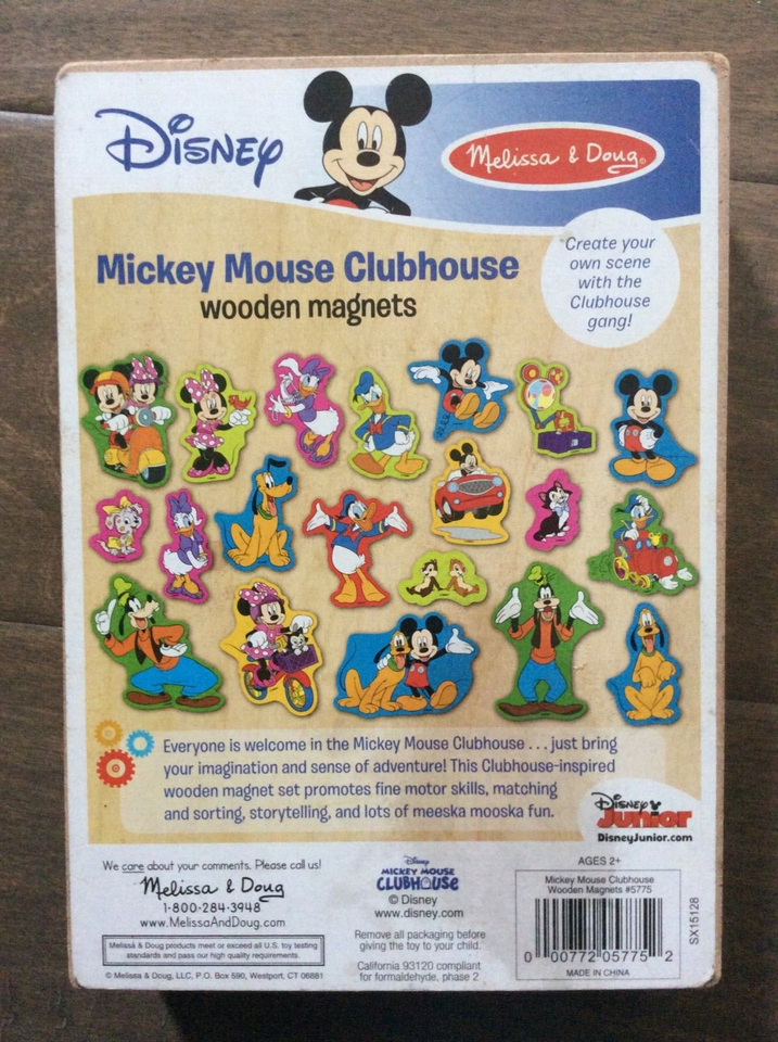 MELISSA & DOUG DISNEY MICKEY MOUSE 19 WOODEN MAGNETS WITH WOOD BOX | eBay