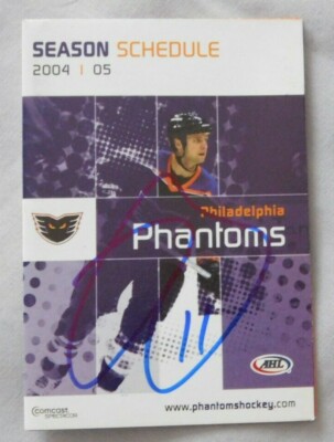 Jonathan Sim Signed Auto Philadelphia Phantoms 2004-05 Pocket Schedule ...