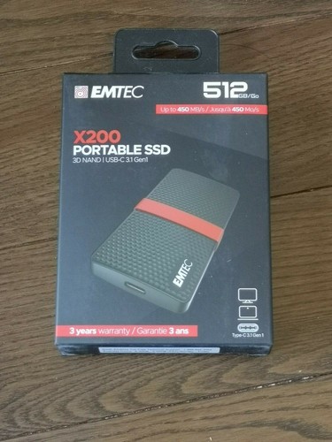 Emtec X200 Portable SSD 512gb External Usb-c 3.1 Solid State Drive for ...
