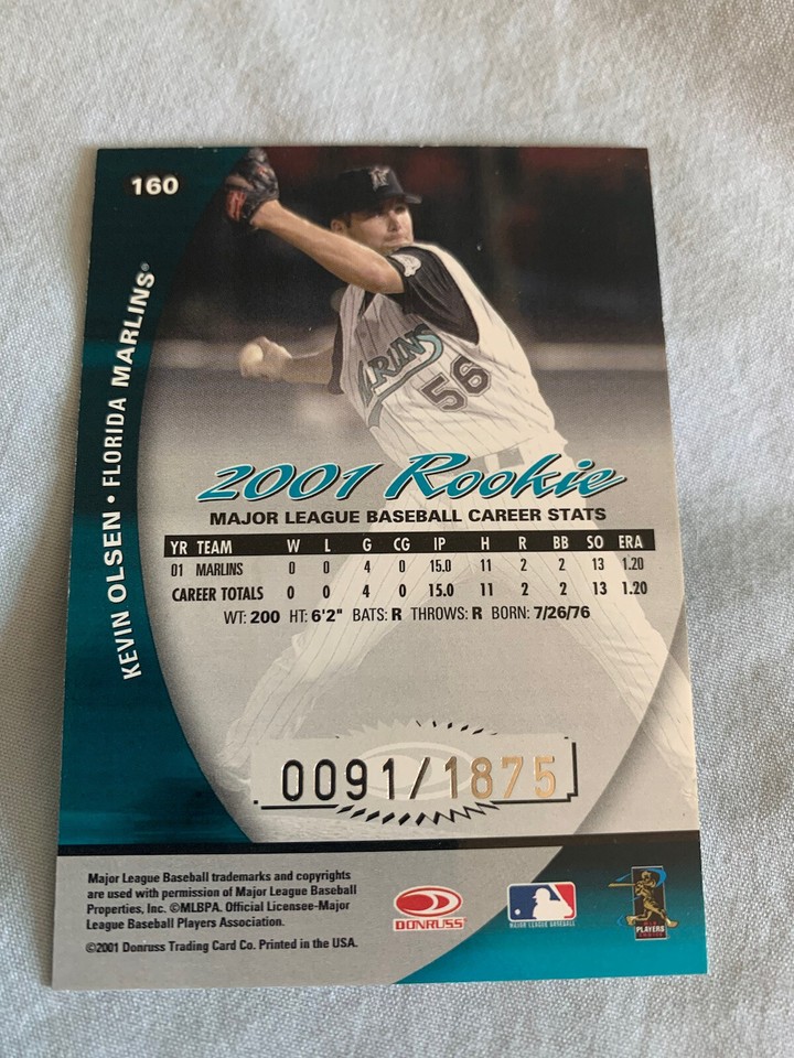 Kevin Olsen autographed 2001 Donruss baseball card | eBay