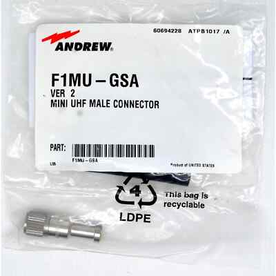 F1MU-GSA NEW OEM ANDREW SOLUTIONS Mini UHF Male Connector for FSJ1-50A ...