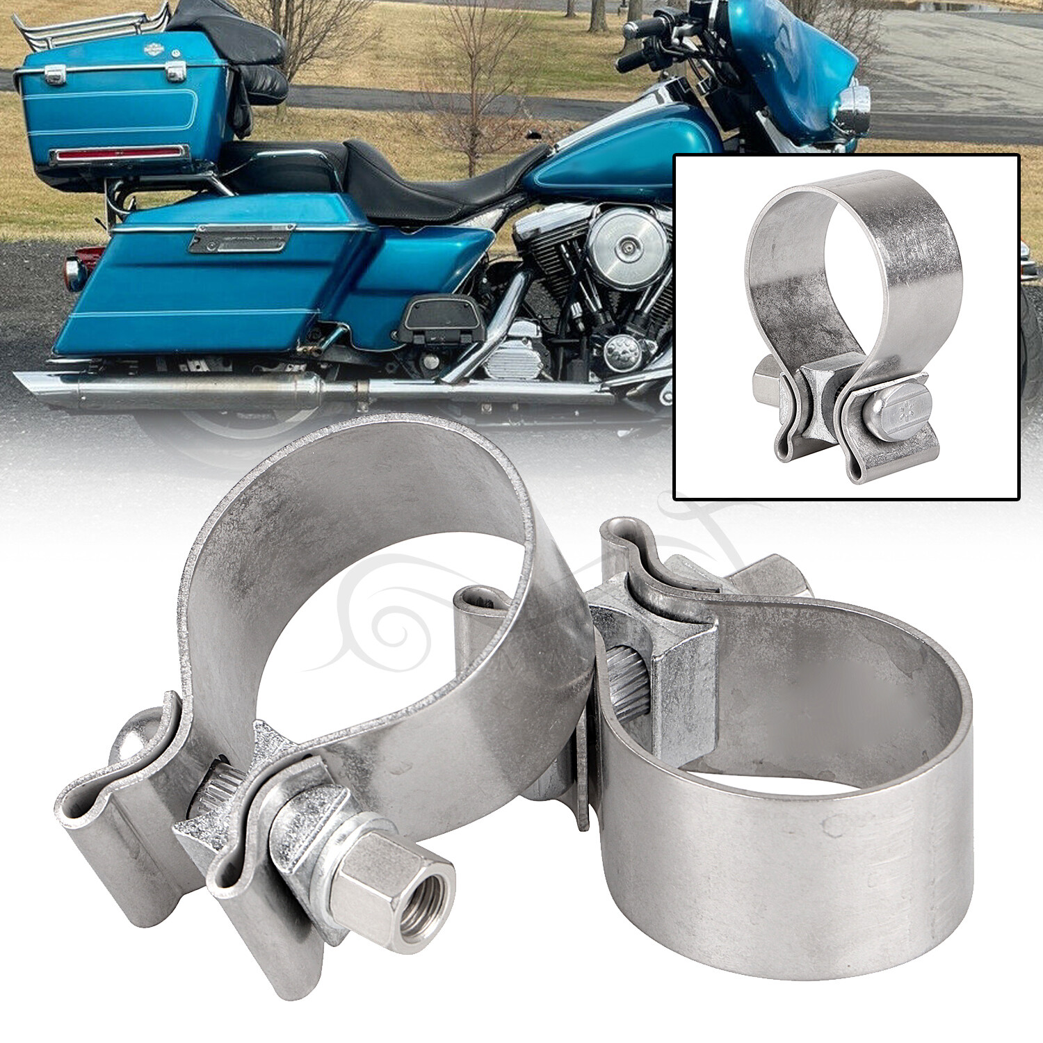 Steel 1.75" Exhaust Clamp on Headers Fit For Harley Road Glide CVO ...
