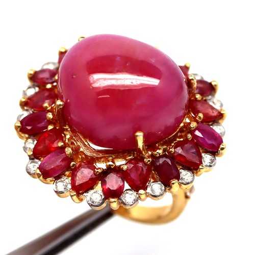 Gemstone Heated Red Ruby & White Zircon Jewelry Ring 925 Silver Size 7.25 | eBay