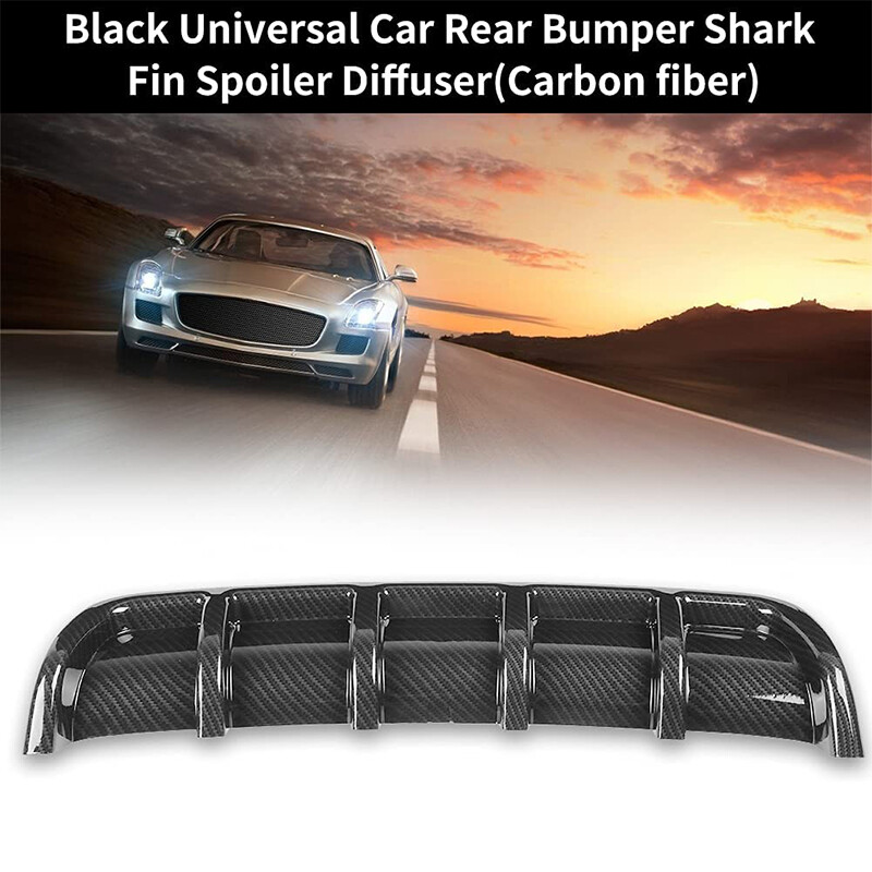 Universal Car Rear Bumper Lip Diffuser Lower Splitter Shark Fin 6 Wing ...