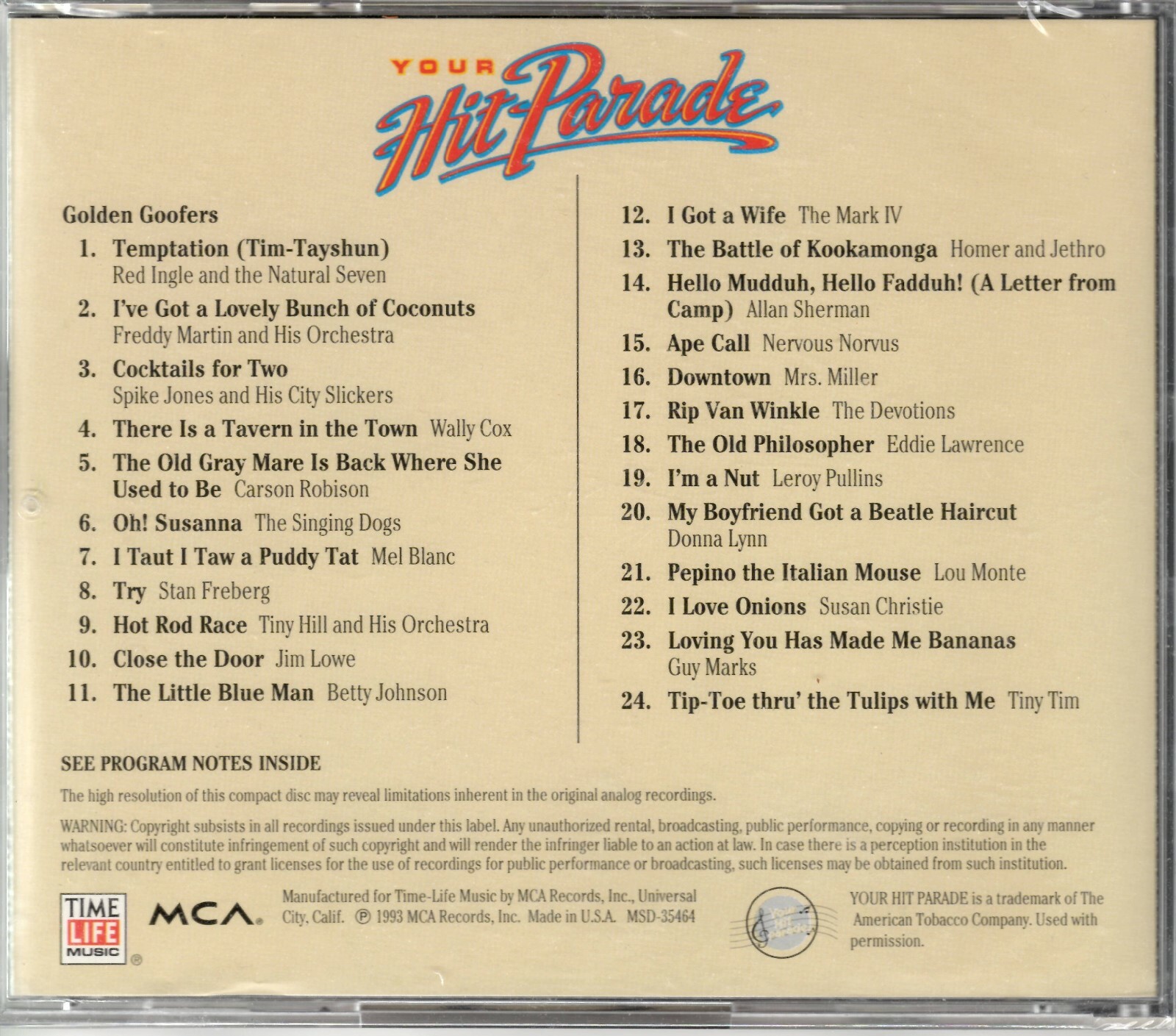 Your Hit Parade - CD - Brand New Golden Goofers | eBay