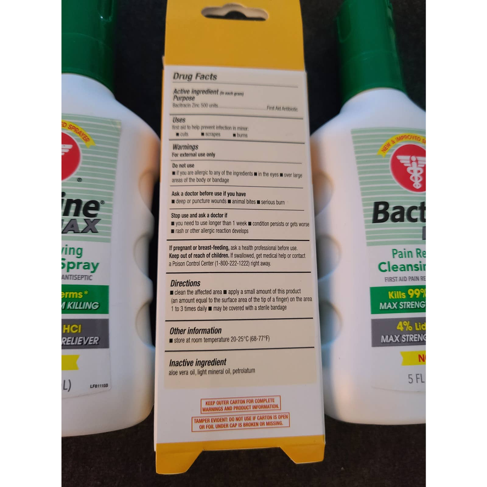 3x Bactine Max Pain Relieving Cleansing Spray & Bacitraycin Plus Heal ...