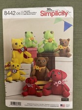 Simplicity Sewing Pattern 8442 Felt Stuffed Animals Frog Bear Cat Dog 2 ...