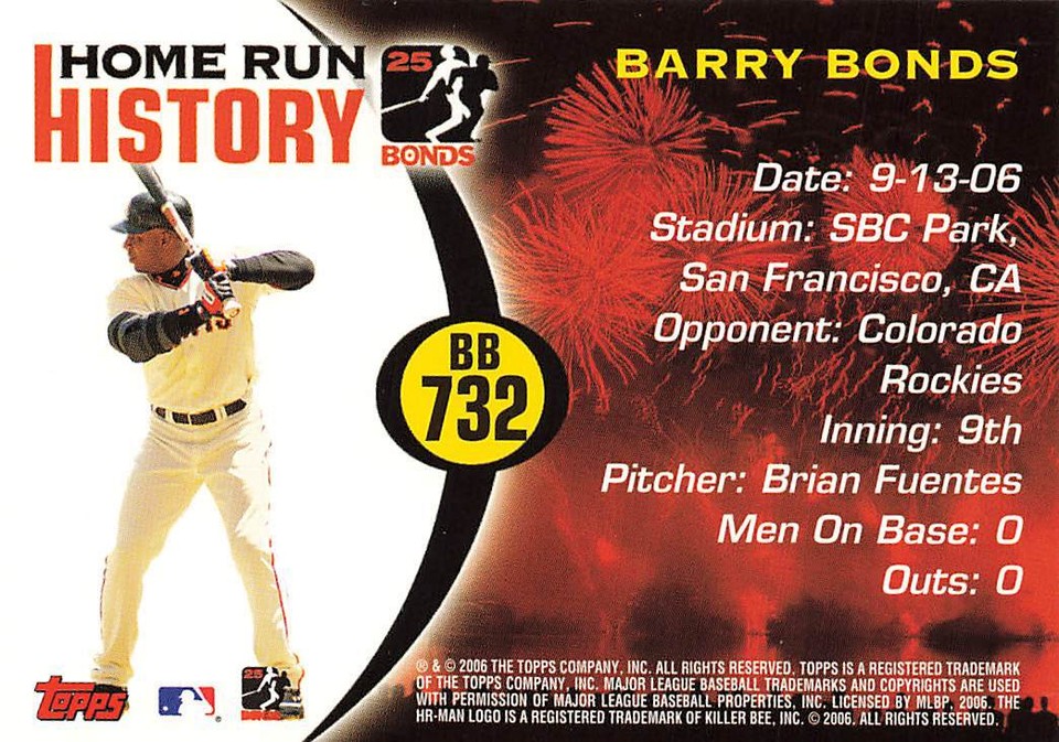 2006 Topps Updates & Highlights #BB 732 Barry Bonds Barry Bonds Home ...