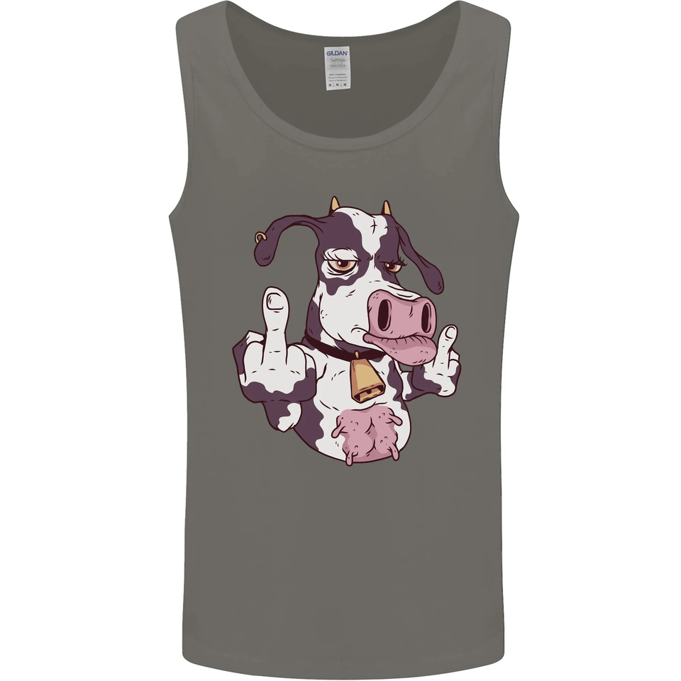 Funny Offensive Rude Cow Finger Flip Mens Vest Tank Top | eBay