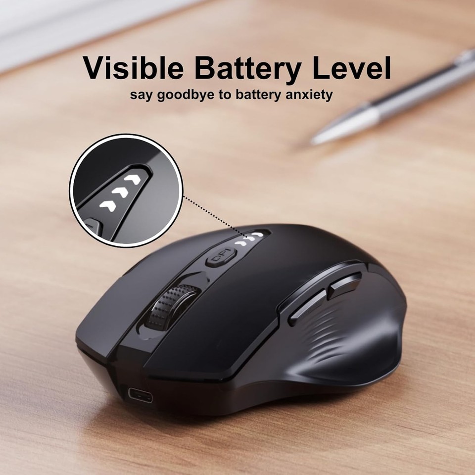 Wireless Mouse Rechargeable Mouse Ergonomic Computer Mouse,4 Levels DPI ...