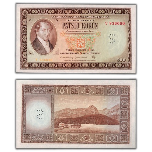 Czechoslovakia 1946 500 Korun Specimen Note P #73s | eBay