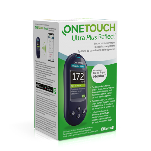 Onetouch Ultra Plus Reflect Blood Glucose Meter mg/dl Plus Test Strips ...