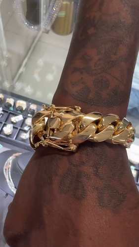 19mm x 8" Rapper Jewelry Men's Solid Metal Miami Cuban Link Bracelet ...