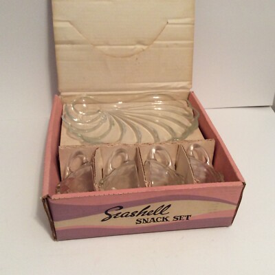 Hazel Ware , Informal Seashell Snack Set , 4 Trays - 4 Cups | eBay