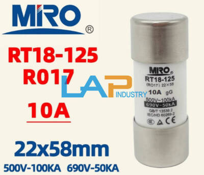10pcs New RT18-125 R017 10A Fuse 22x58mm 500V-100kA | eBay