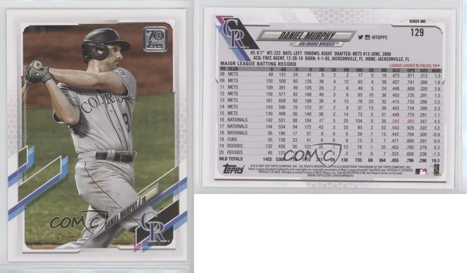 2021 Topps Daniel Murphy #129 00ah | eBay