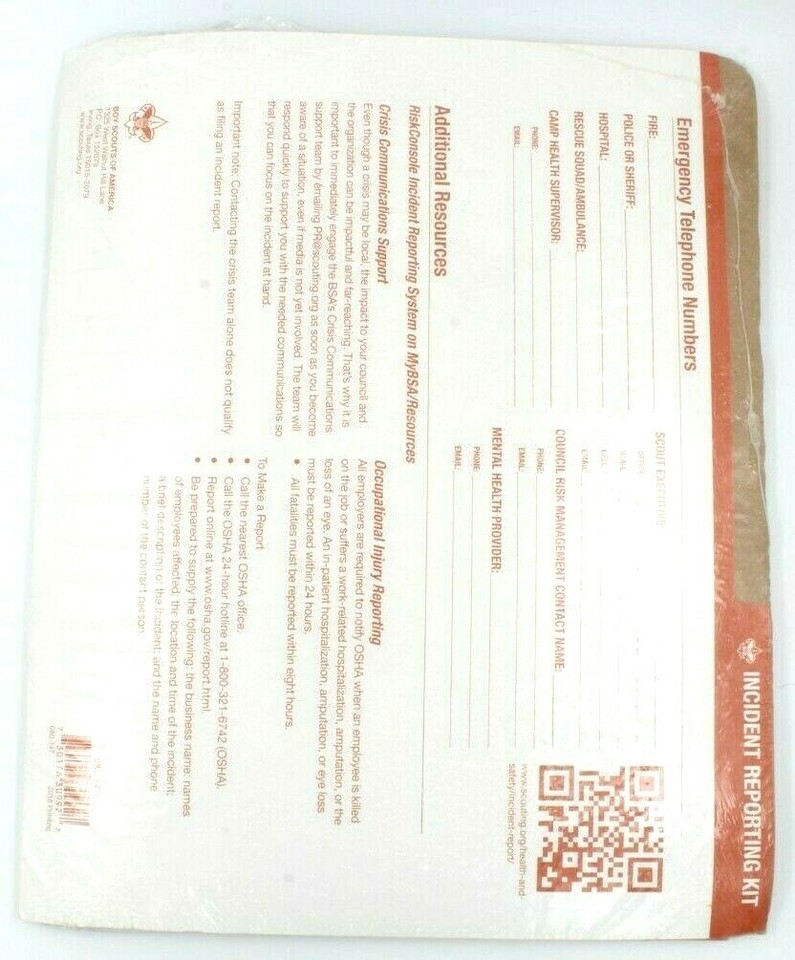 Sealed 2018 Incident Reporting Kit Boy Scouts BSA | eBay