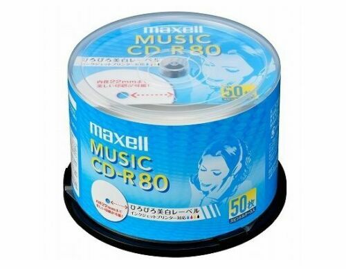 50 Maxell JAPAN Blank CD-R for Audio Music CDR 80min White Label ...