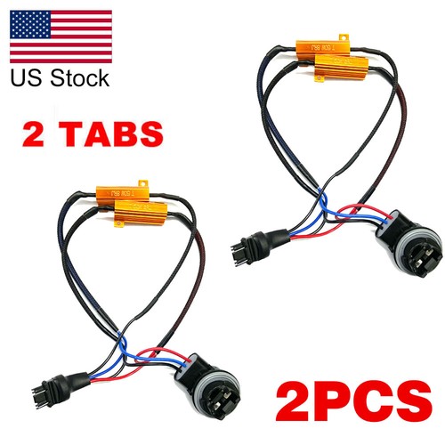 2pcs 2Tabs 3157 4157 LED Turn Signal Load Resistor Error Free Wiring ...