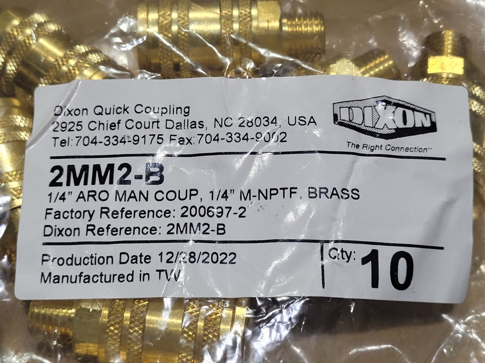 Dixon 1/4" Brass M Series Quick Disconnect Pneumatic ARO Coupler QTY 10 ...