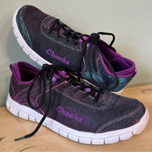 Cheeks Tony Little Cheeks Black Purple & Blue Metallic Glitter Trainer ...