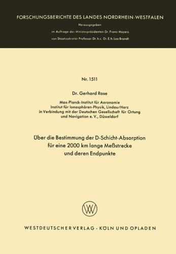 Forschungsberichte Des Landes Nordrhein-Westfalen Ser.: Über Die ...