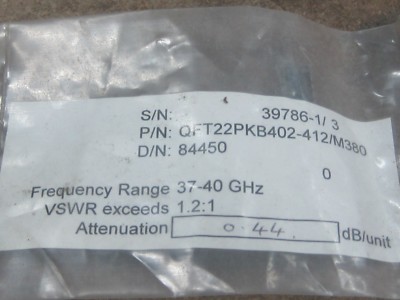 1pcs QUASAR Flexible Waveguide QFT2P402-412/M380 37-40GHZ Atten:0.44dB ...