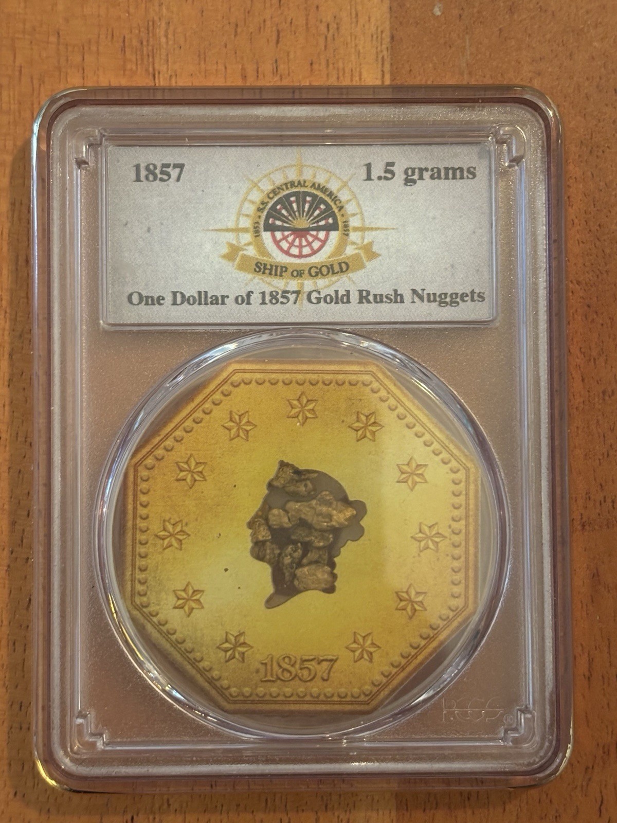 1857 SS Central America Ship of Gold $1 Coin – 1.5g Gold Rush Nugget ...