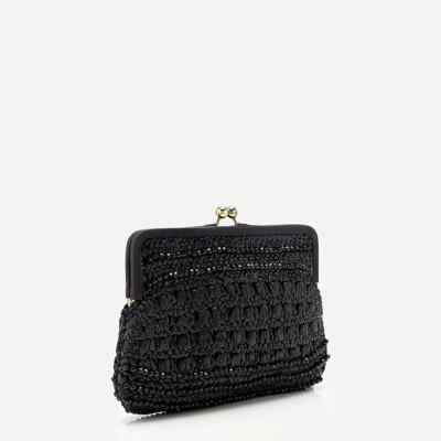 J. Crew Beaded Rafia Frame Clutch Crossbody Black- NWT | eBay