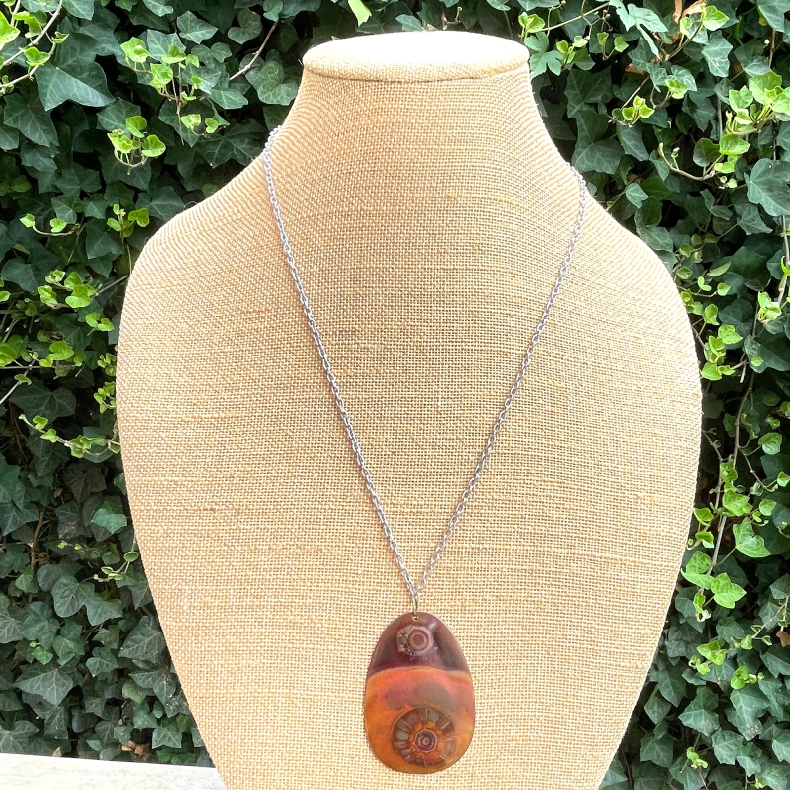 Vintage Copper Radial Design Art Pendant Medallion w … - Gem