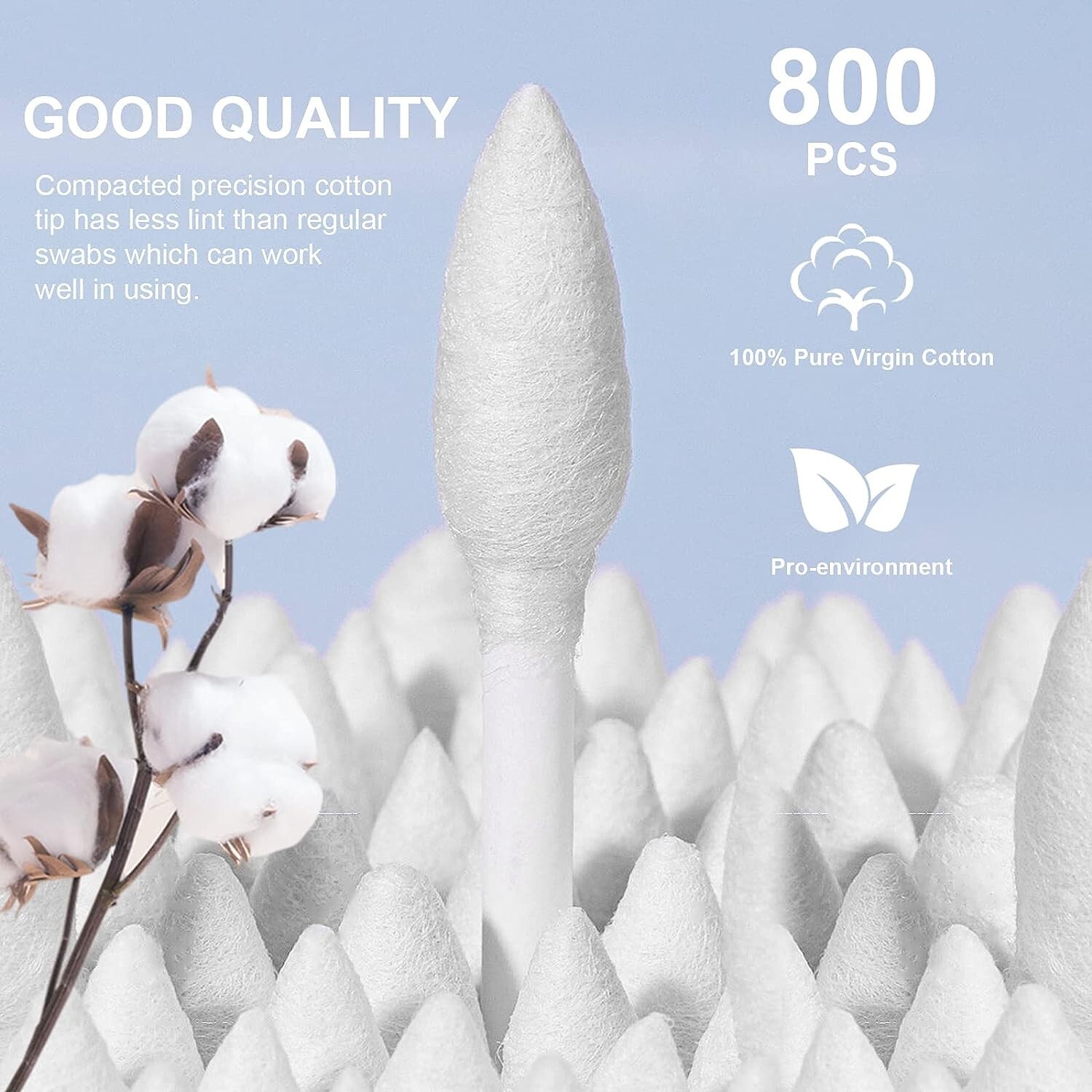 800PCS Cotton Swabs Precision Tip for Makeup Double Pointed Paper ...