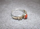 Beautiful Ox Blood CORAL Solid 14K Yellow Gold & Sterling Silver Band ...