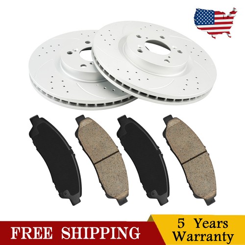 For 2009-2014 2015 Honda Pilot Front Drilled Disc Rotors & Ceramic ...