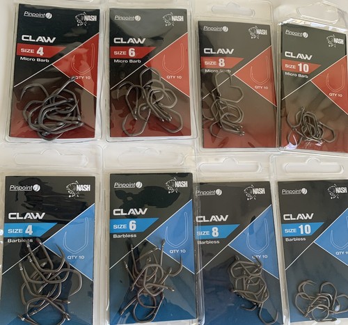 Nash Pinpoint Hooks Barbless&Micro-Fang X/Twister/Chod Claw/Long Shank ...